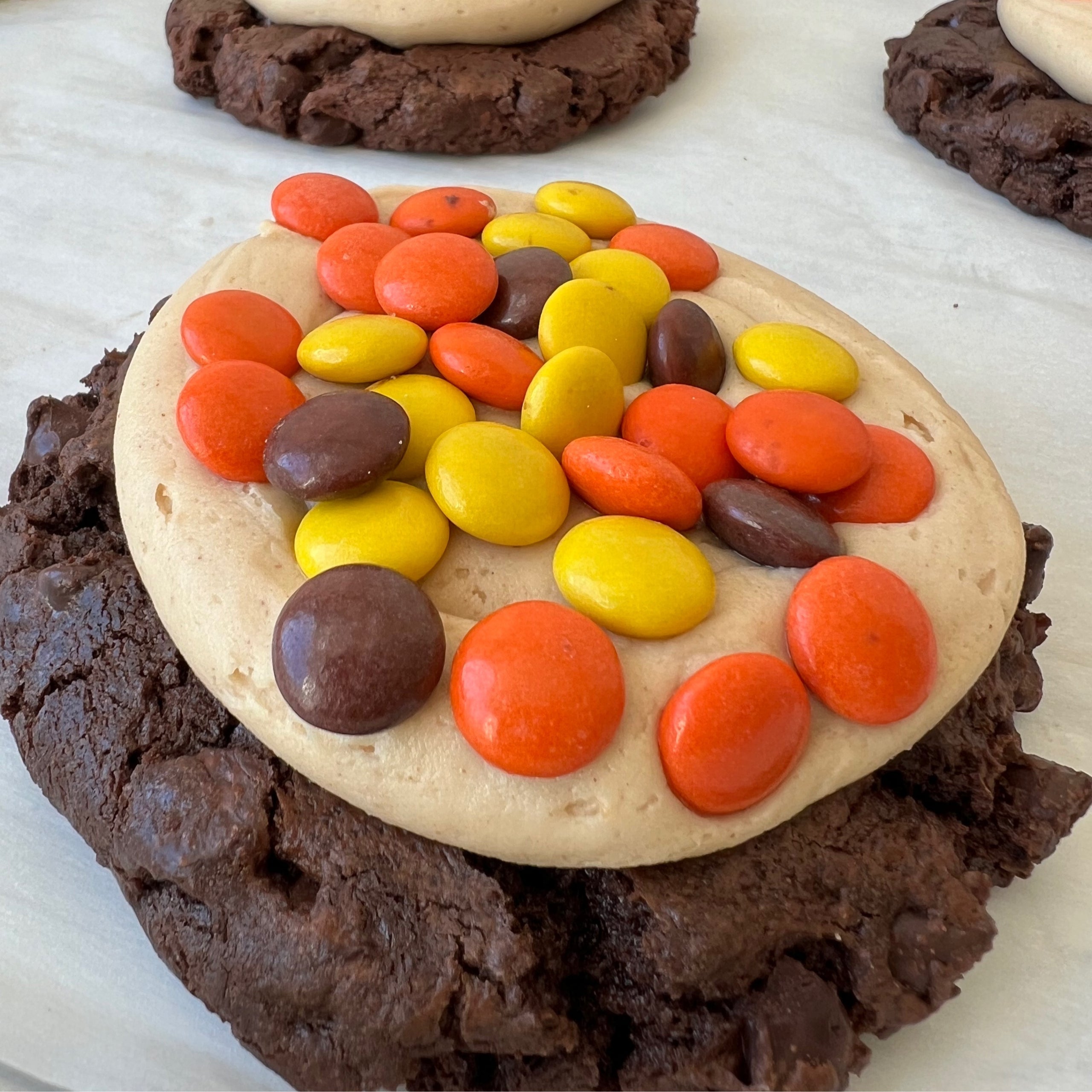 Triple Chocolate Reese’s Pieces Cookies | Hive Bakery